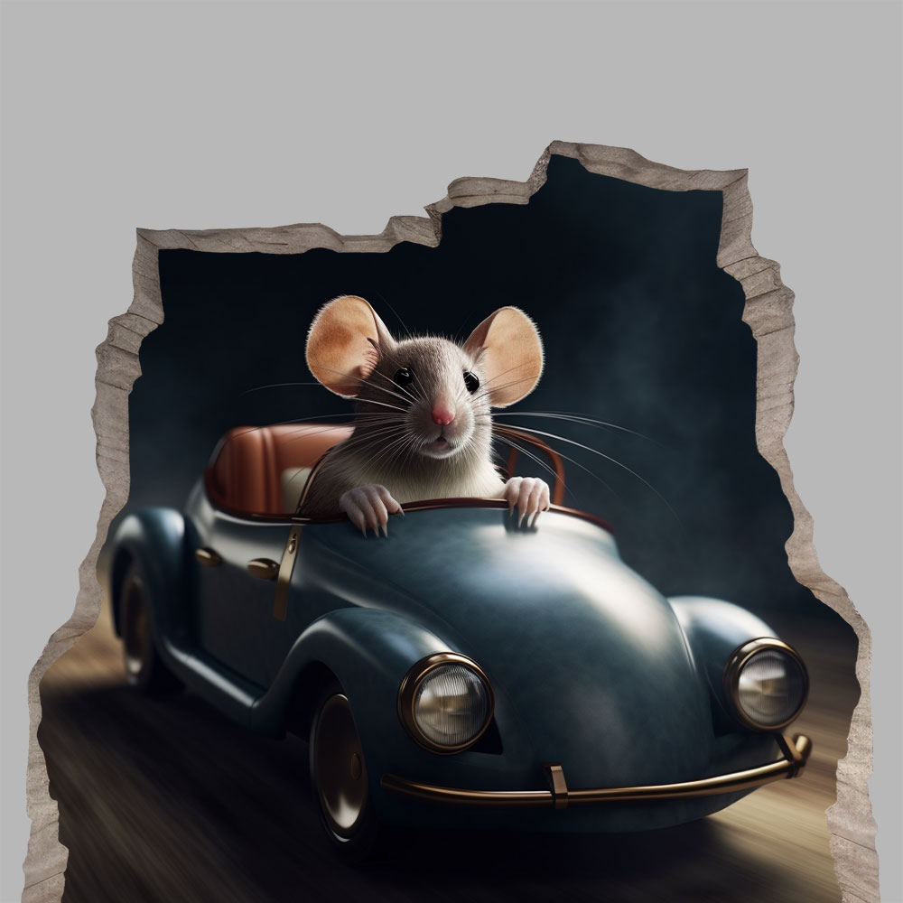 Muursticker muisje in auto Kopen? Stickers v.a. 0,49 - Plakkers.nl