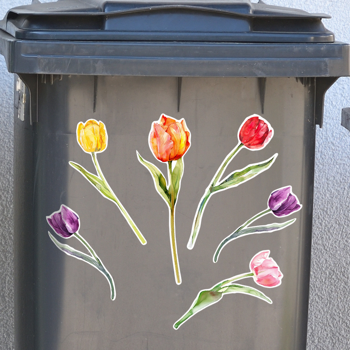 Containerstickers bloemen - tulpen - klikostickers KLEURRIJK >