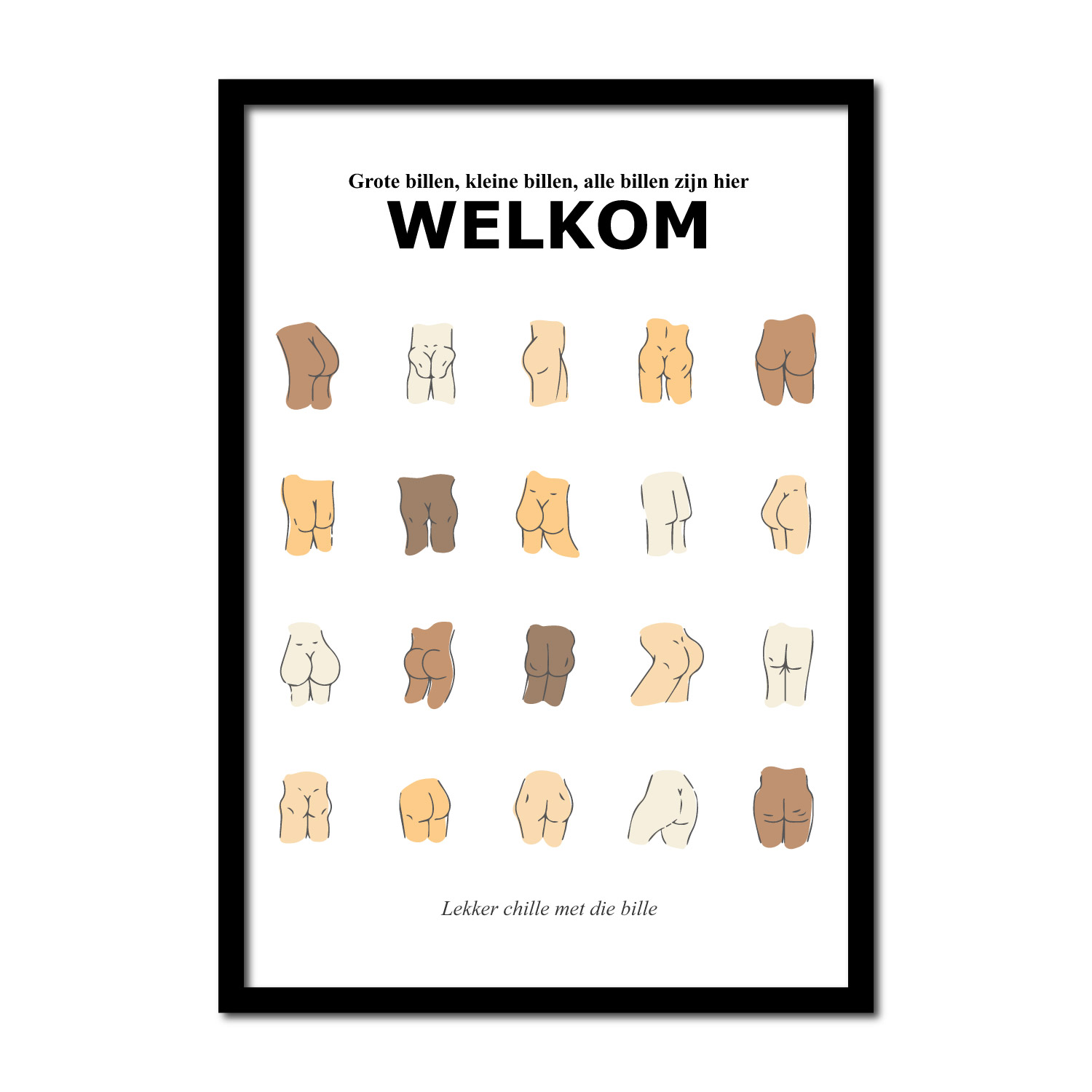 Toilet / WC poster grappig "Grote billen, kleine billen, alle billen ...